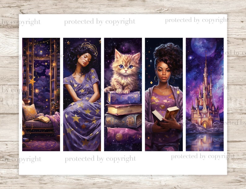 Celestial Bookmarks: Purple & Gold Designs (printable Set) - Etsy