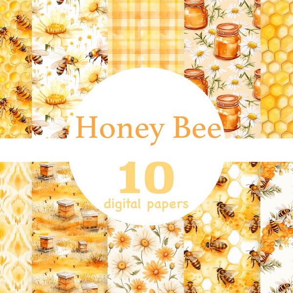 Bee Digital Paper - Etsy