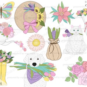 Spring Clipart Bundle, Clipart PNG Designs, Wildflower Spring Clipart ...