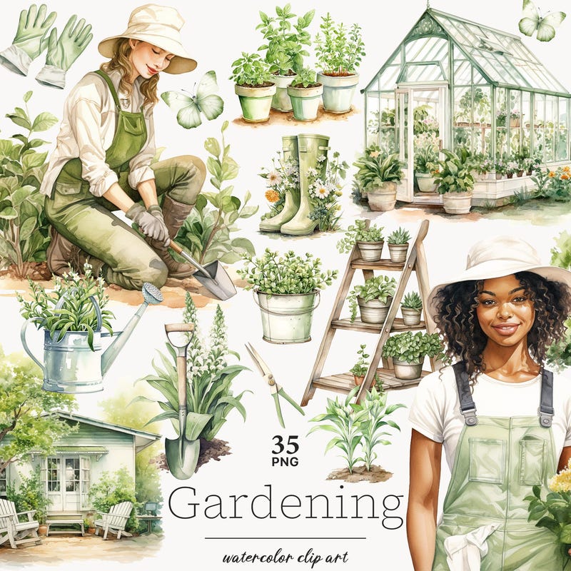 Clipart Gardening - Etsy