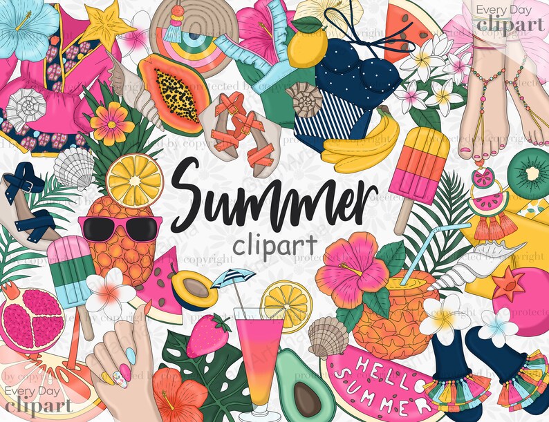 Summer Clipart for Commercial Use Girls Clipart PNG for - Etsy