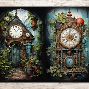 Alchemist Clocks Junk Journal Pages, Alchemist Shop Junk Journal, Retro ...