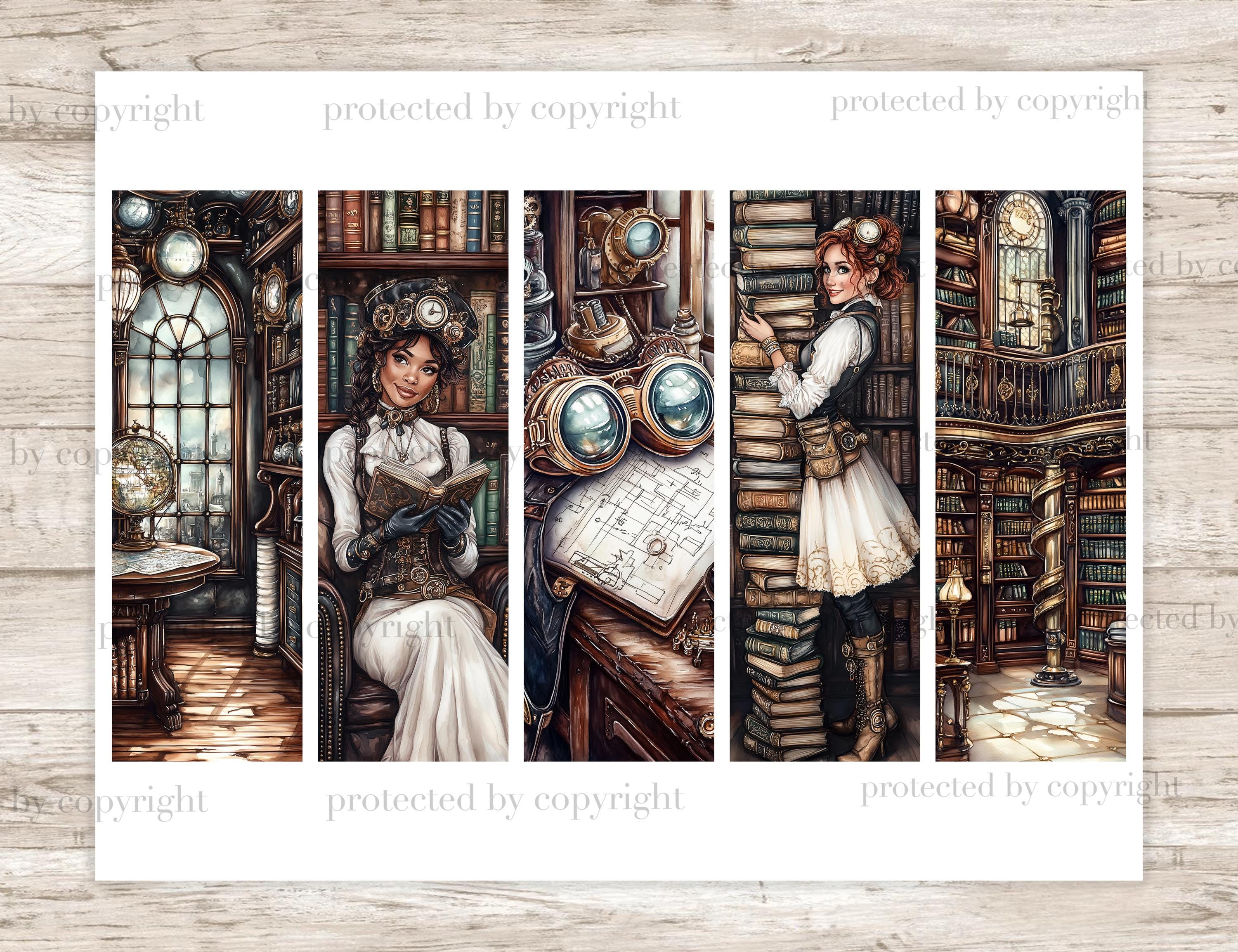Steampunk Printable Bookmarks Vintage Book Lover Gifts Reading ...
