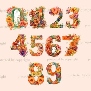 Alphabet Flowers Clipart, Floral Alphabet Lettering and Numbers Clipart ...