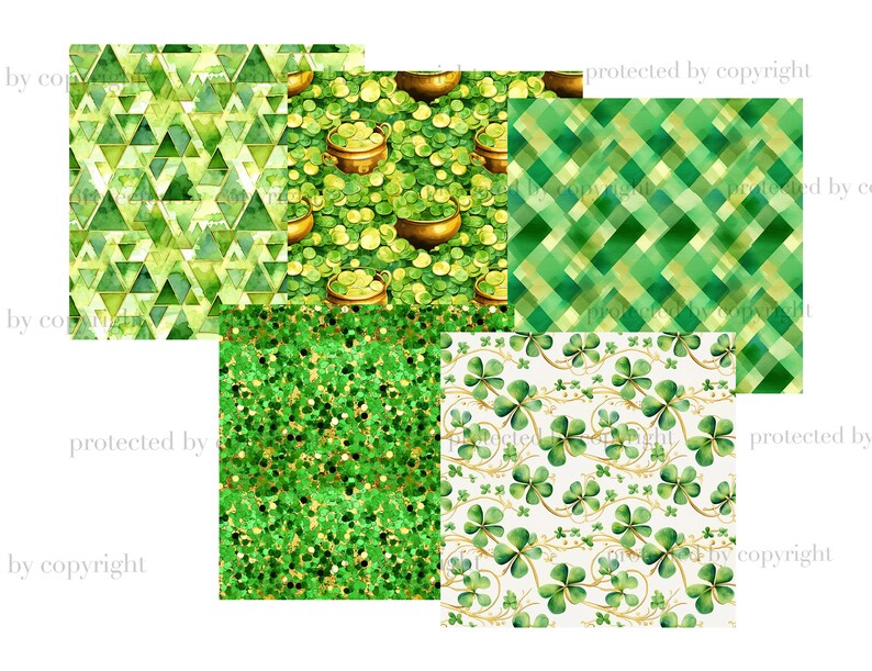 St. Patrick's Day Seamless Patterns: Shamrock Digital Paper (digital ...