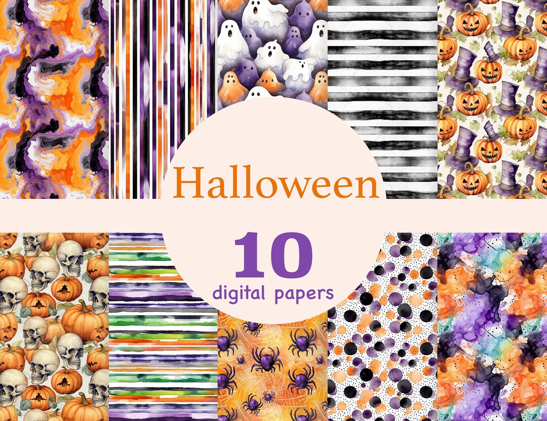 Halloween Seamless Pattern, Trick or Treat Digital Paper, Spooky ...