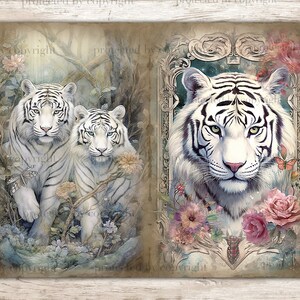 White Tiger Junk Journal, Fairytale Digital Art, Animal Junk Journal ...