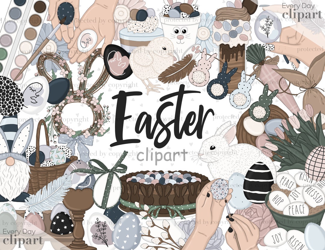 Easter Clipart, Easter Neutral Clipart, Easter Clip Art Kit, Spring ...
