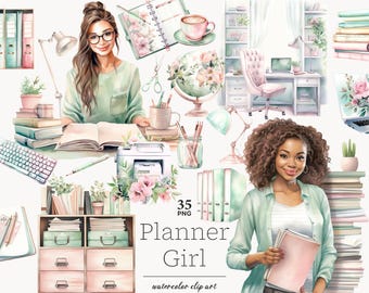 Black Woman Boss Clipart: Planner Girl PNG Set (10 Files) - Etsy
