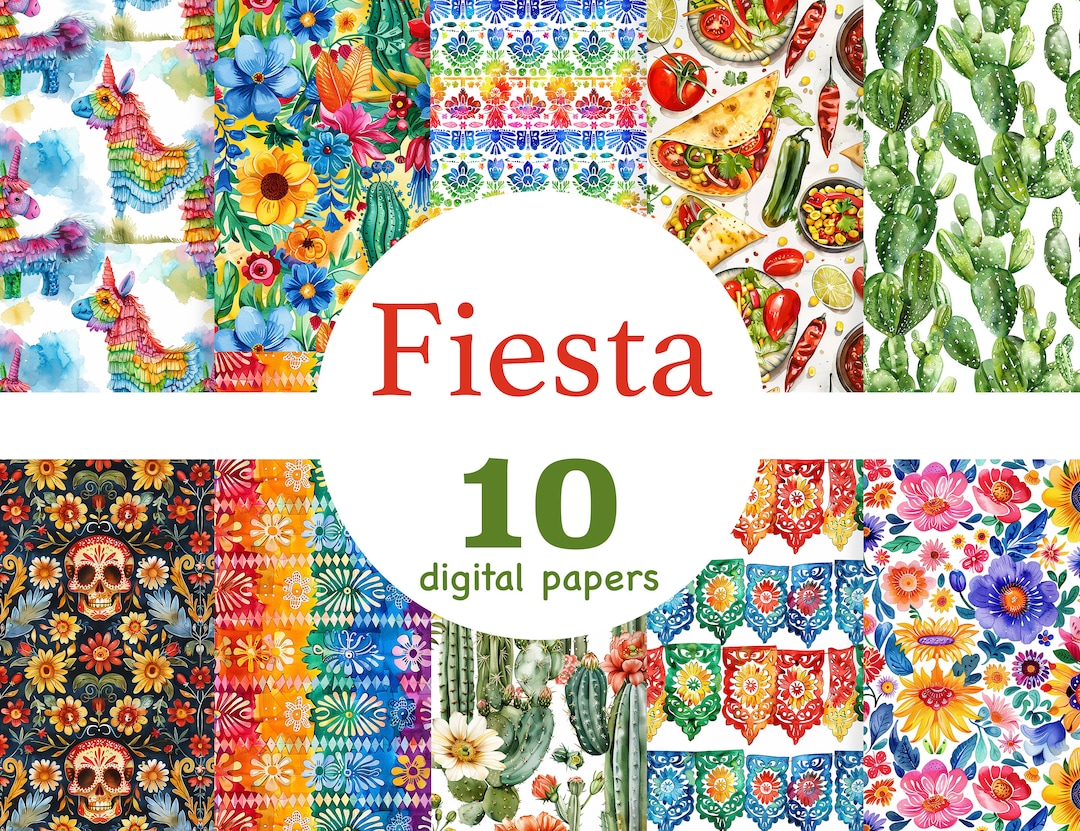 Fiesta Digital Papers, Fiesta Seamless Pattern, Cinco De Mayo Pattern ...