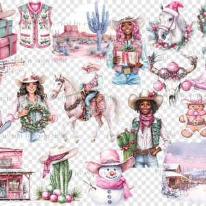 Western Christmas Clip Art for Planner Stickers Pink Christmas Png ...