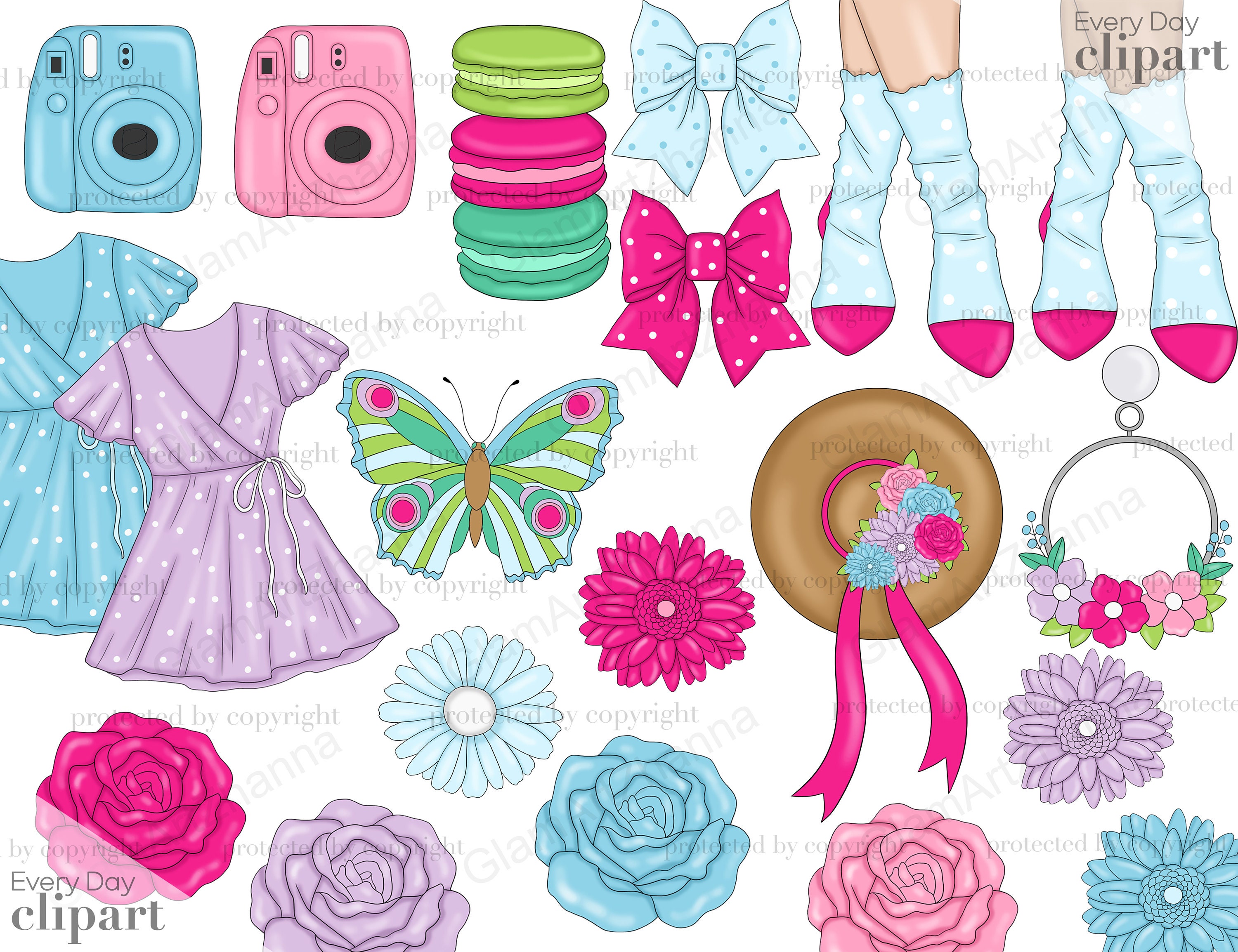 Spring Clipart Bundle Clipart PNG Designs Wildflower Spring - Etsy