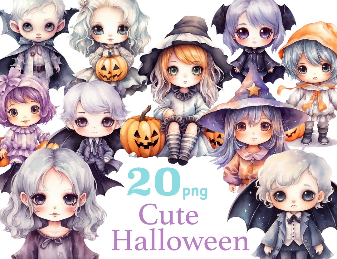 Cute Halloween Clipart, Girls Halloween Clipart, Kawaii Woman Clipart ...