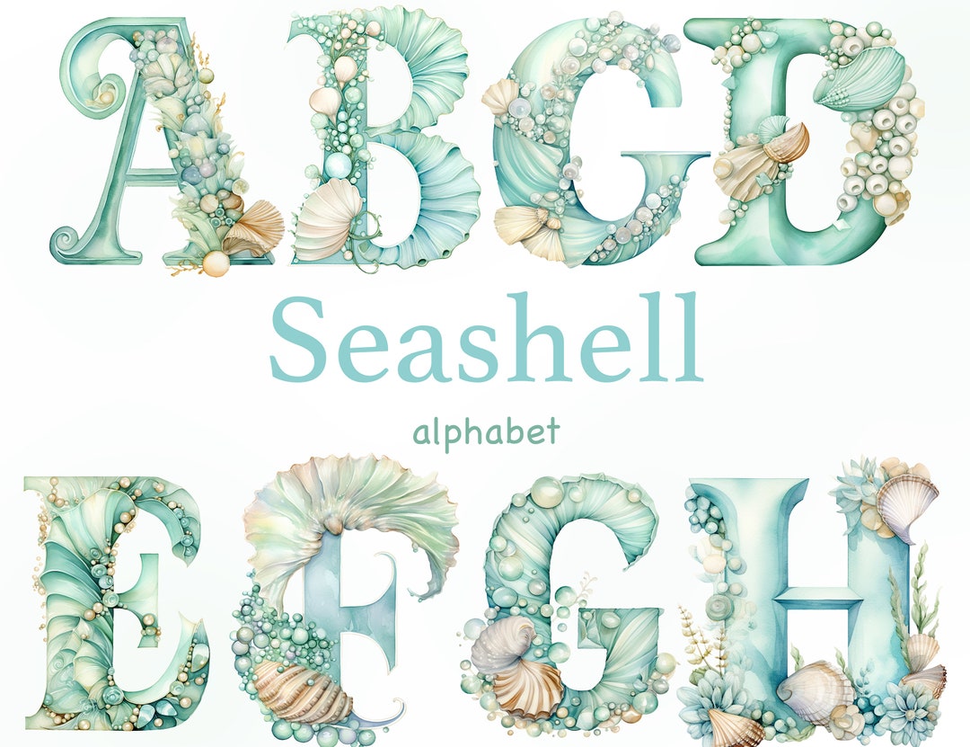Seashell Alphabet, Summer Beach Font Wedding Invitation, Beach Wedding ...