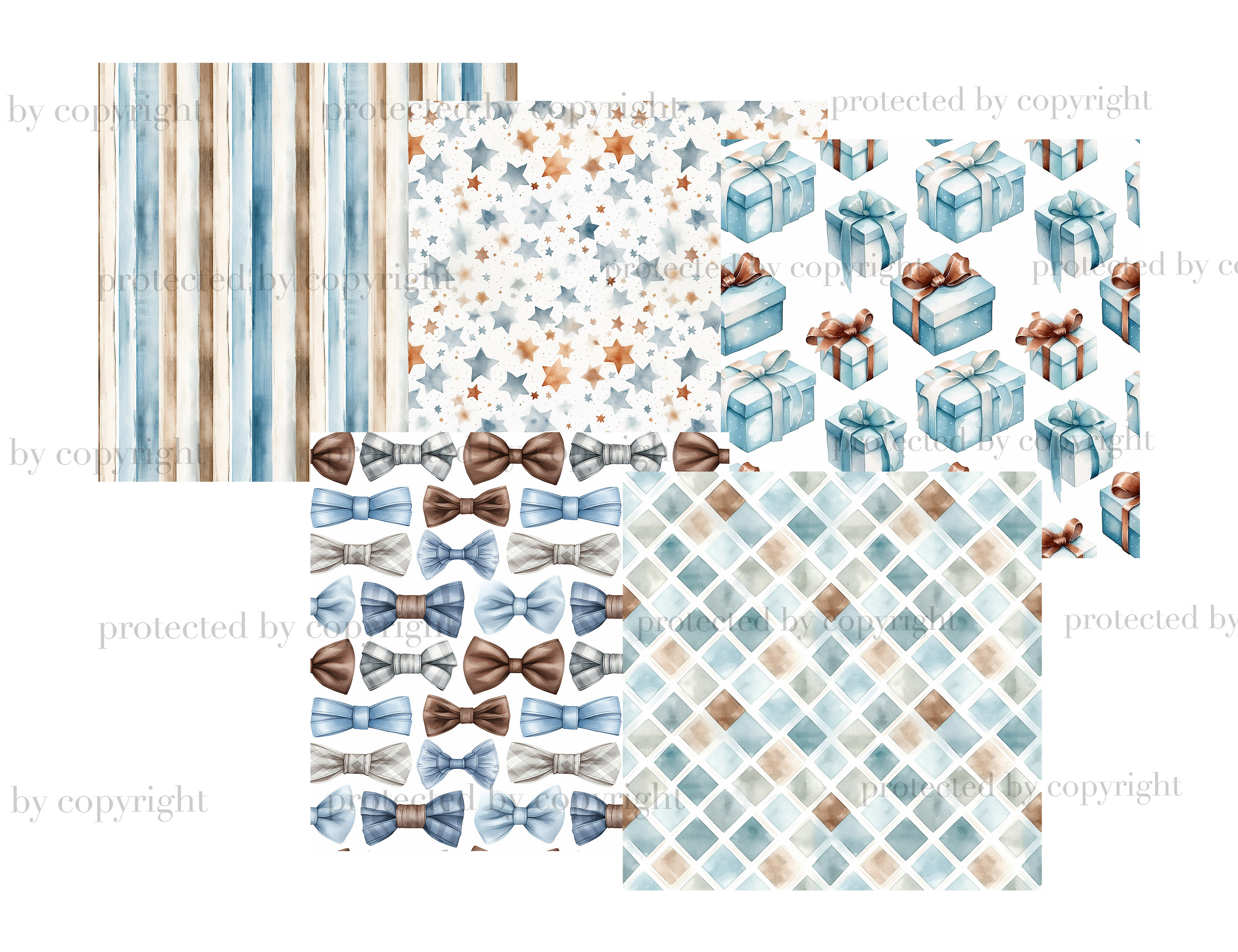 Father's Day Digital Paper: Blue & Brown Fashion Patterns (JPEG) - Etsy