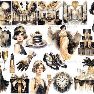 1920s Party Png, Retro Wedding Invitation Clipart, Flapper Girl Clipart ...