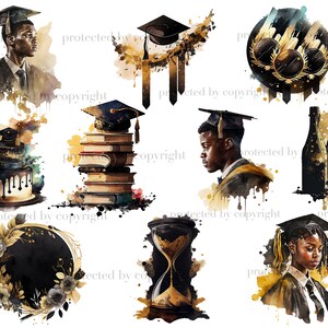 Graduation Clipart, Grad Black Girl Clipart, School Graphics, Grad ...