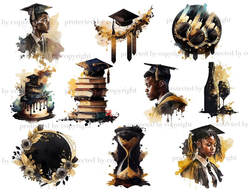 Graduation Clipart Grad Black Girl Clipart School Graphics - Etsy