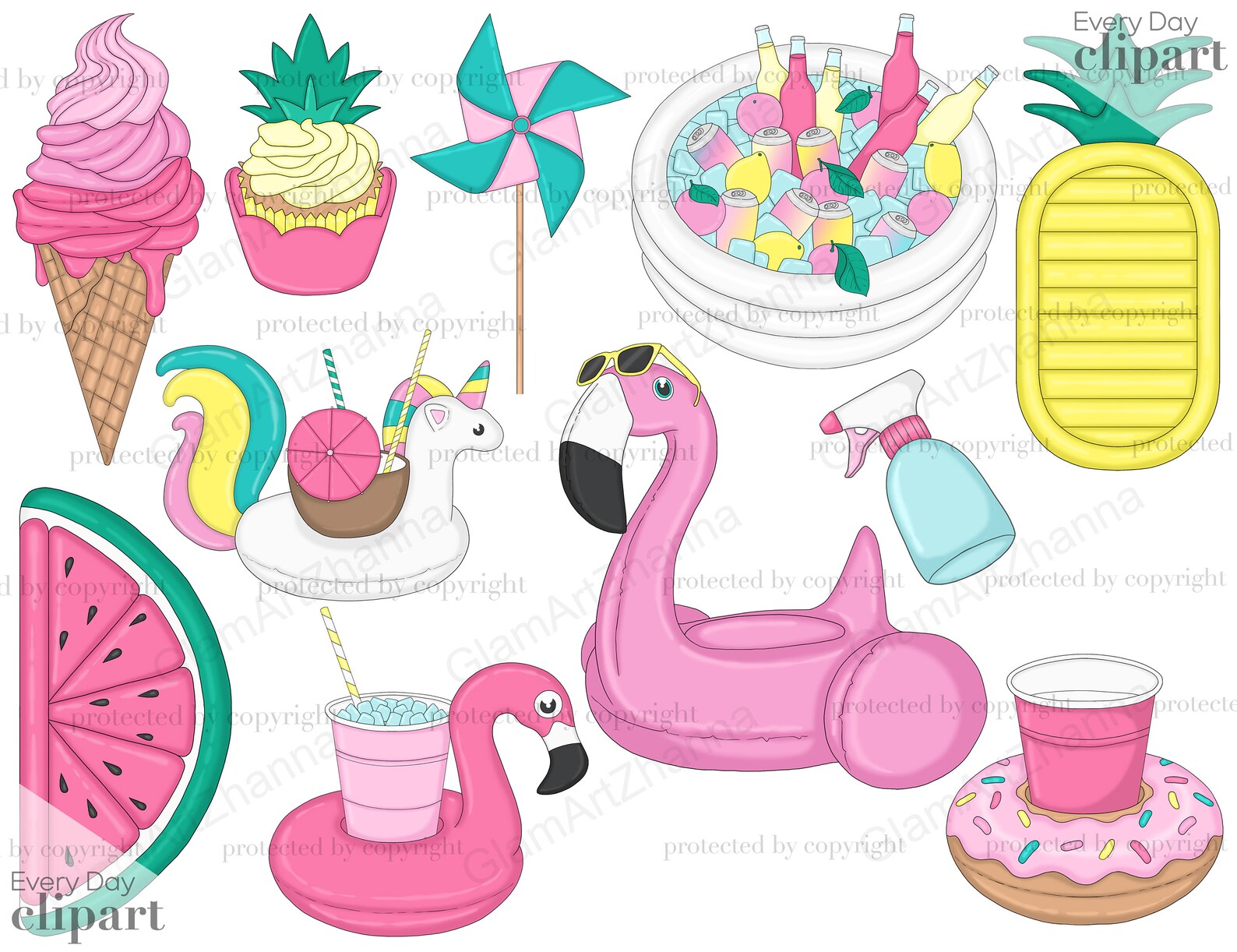 Pool Clip Art Swimming Pool Clipart Flamingo Pool Float - Etsy
