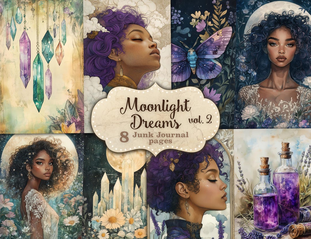 Moonlight Dreams Junk Journal Kit: Celestial Ephemera (digital Download ...
