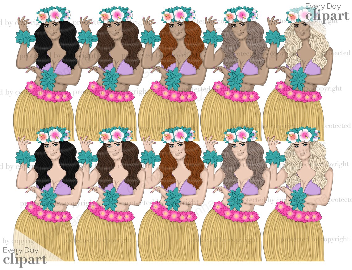 Aloha Girl Clipart Hawaii Aloha Clipart Instant Download - Etsy