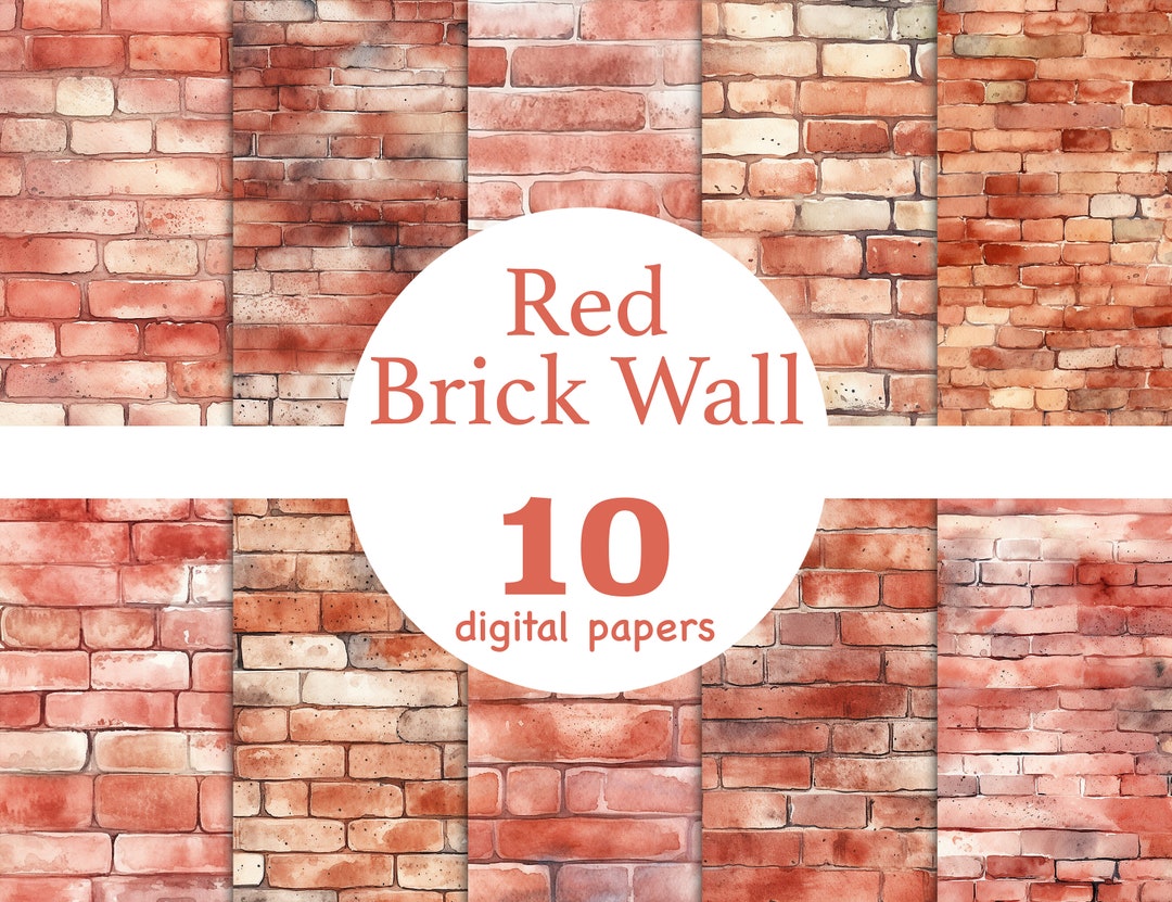 Red Brick Wall Papers, Grunge Digital Texture, Old Wall Digital Papers ...