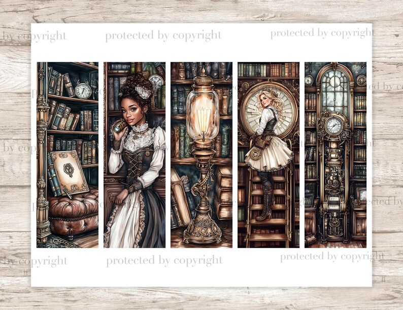Steampunk Printable Bookmarks Vintage Book Lover Gifts Reading ...