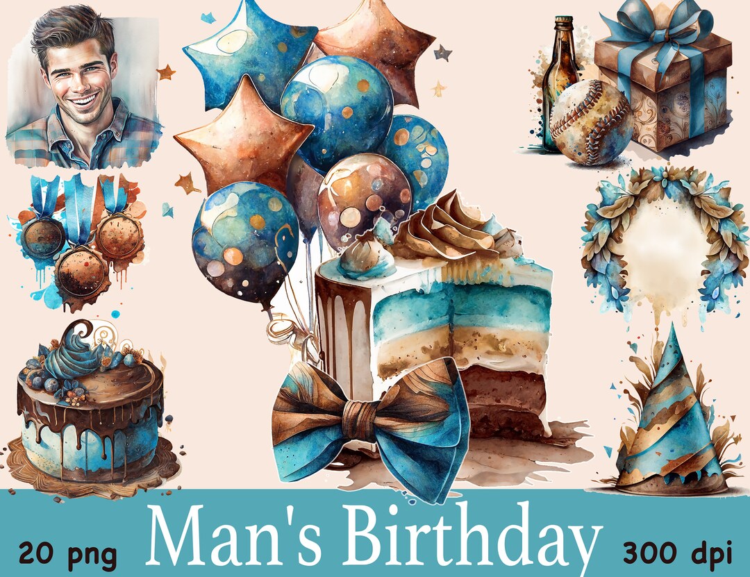 Man’s Birthday Clipart, Dads Birthday Clipart, Man Birthday Clipart ...
