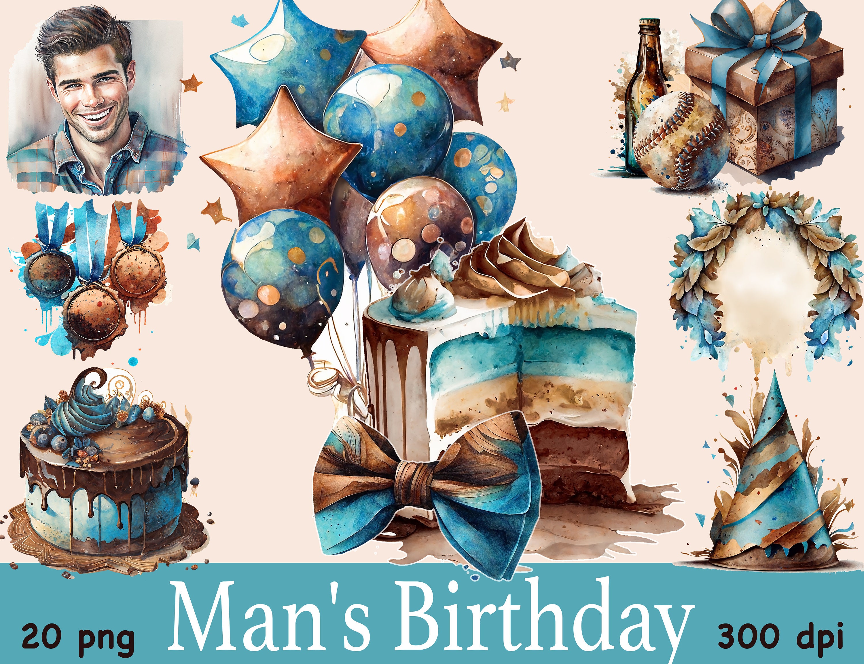 Man Birthday Banner Clipart