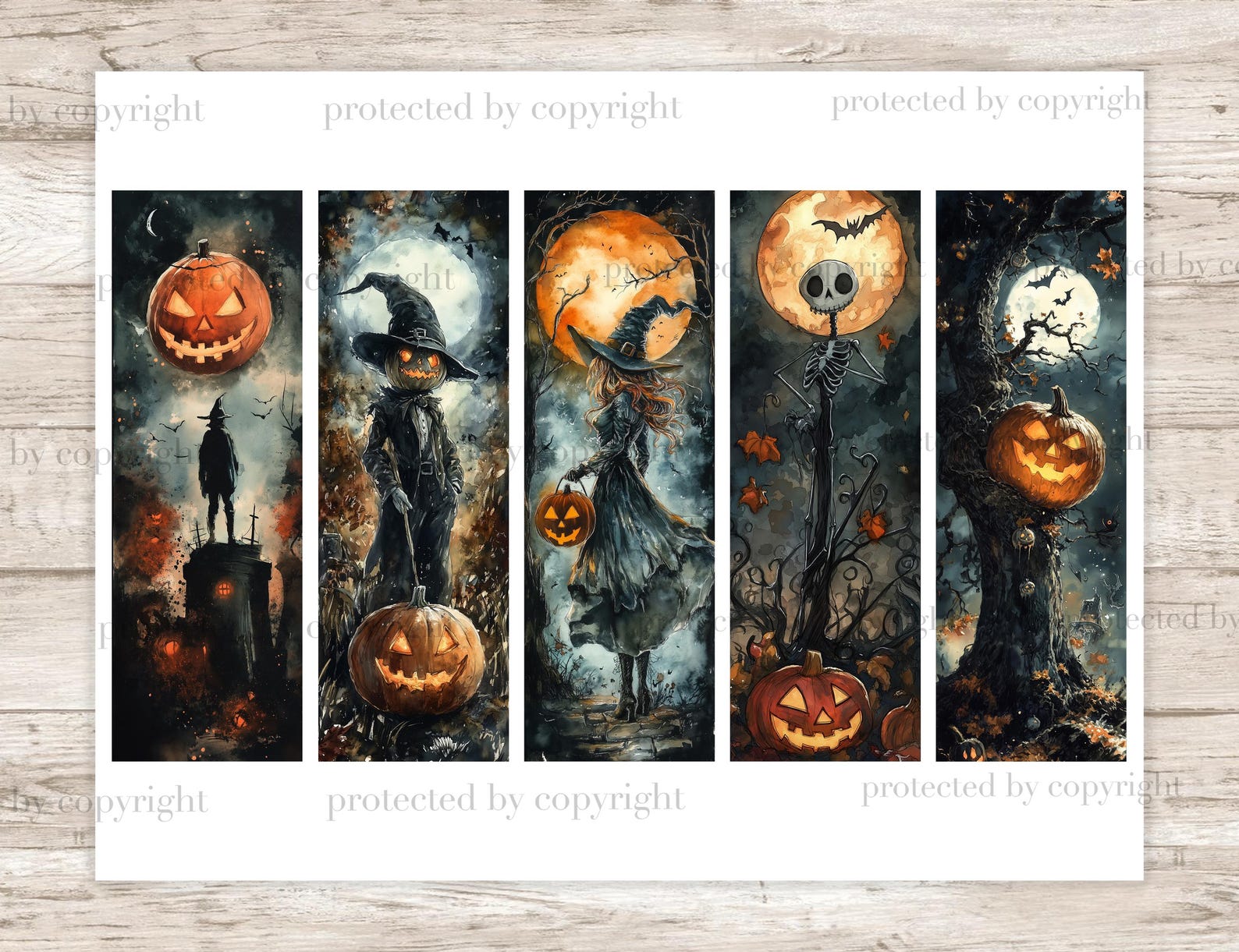 Spooky Halloween Bookmarks, Printable Bookmark Set (digital Download ...