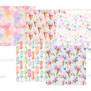 Ice Cream Seamless Papers, Ice Cream Digital Pattern, Ice Cream Cone ...