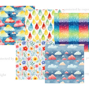 Rainy Day Digital Paper, Rainy Day Seamless Pattern, Spring Seamless ...