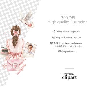 Valentine's Day Clipart Love Letter Png Planner Girl Clip Art Romantic ...