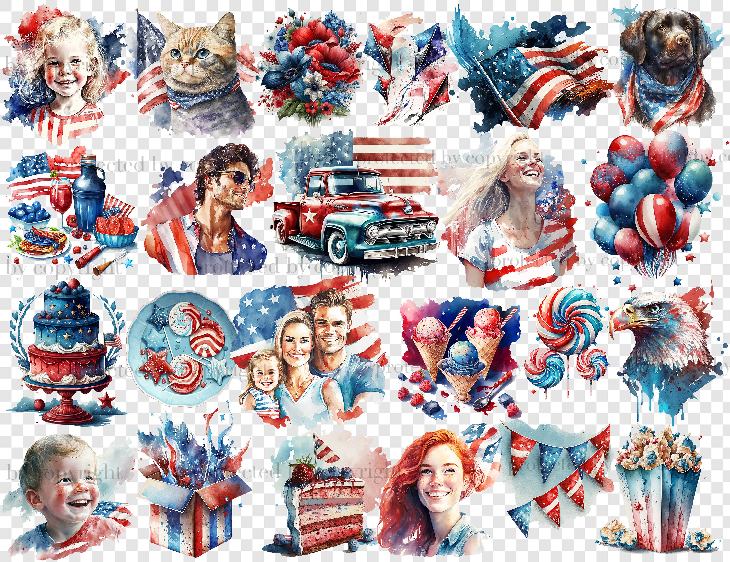 4th of July Clipart Bundle Patriotic Graphics 4th of July - Etsy