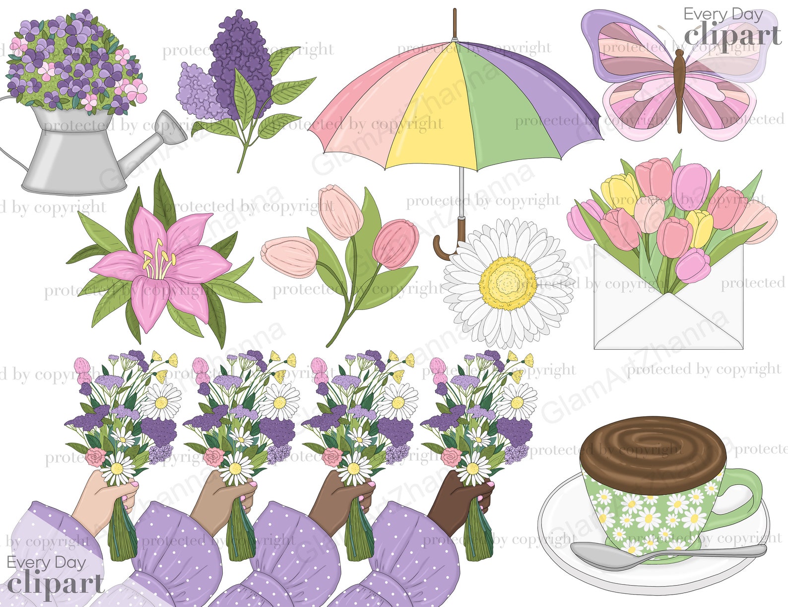 Spring Clipart Bundle Clipart PNG Designs Wildflower Spring - Etsy