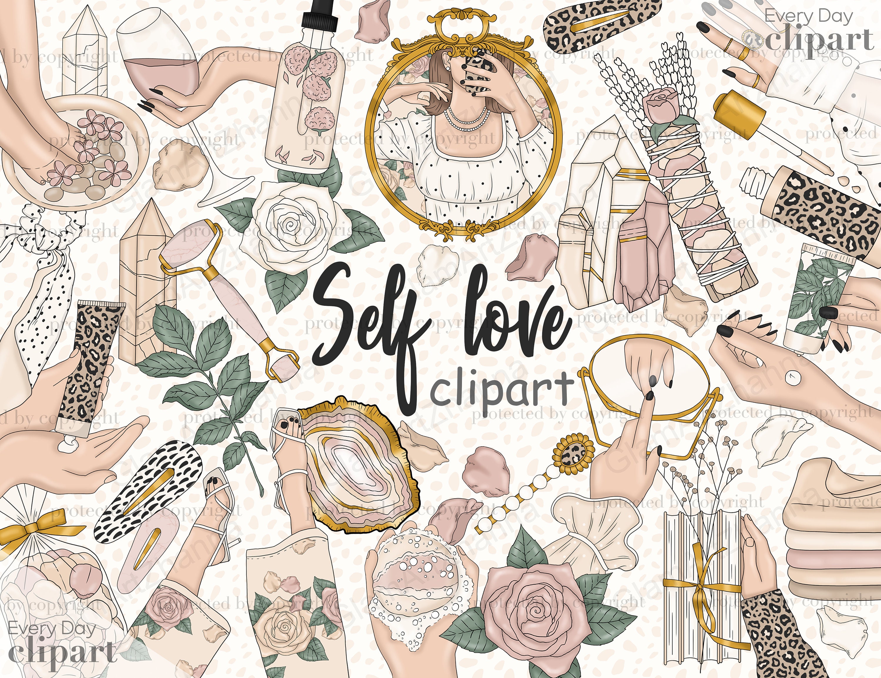 Self Love Clip art Love Yourself clipart for planner - Etsy México