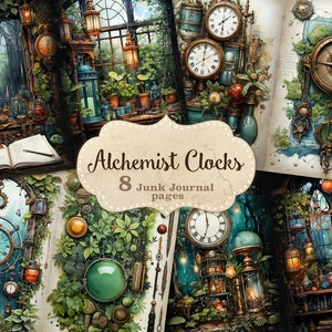 Alchemist Clocks Junk Journal Pages, Alchemist Shop Junk Journal, Retro ...