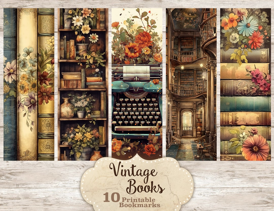 Vintage Books Printable Bookmarks: Library Collection (digital Download ...