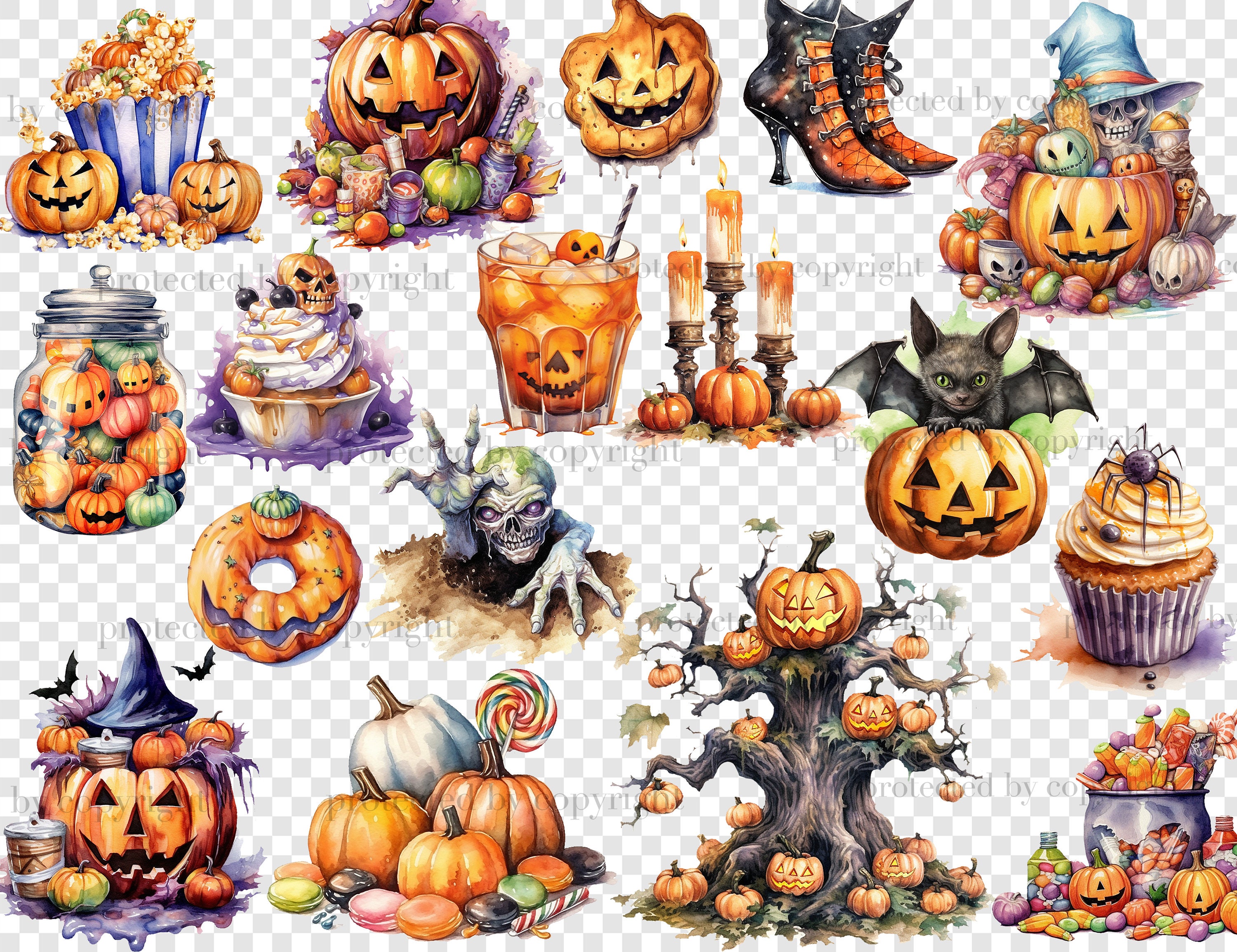 Halloween Clip Art Pack Spooky Clipart Black Cat Clipart - Etsy
