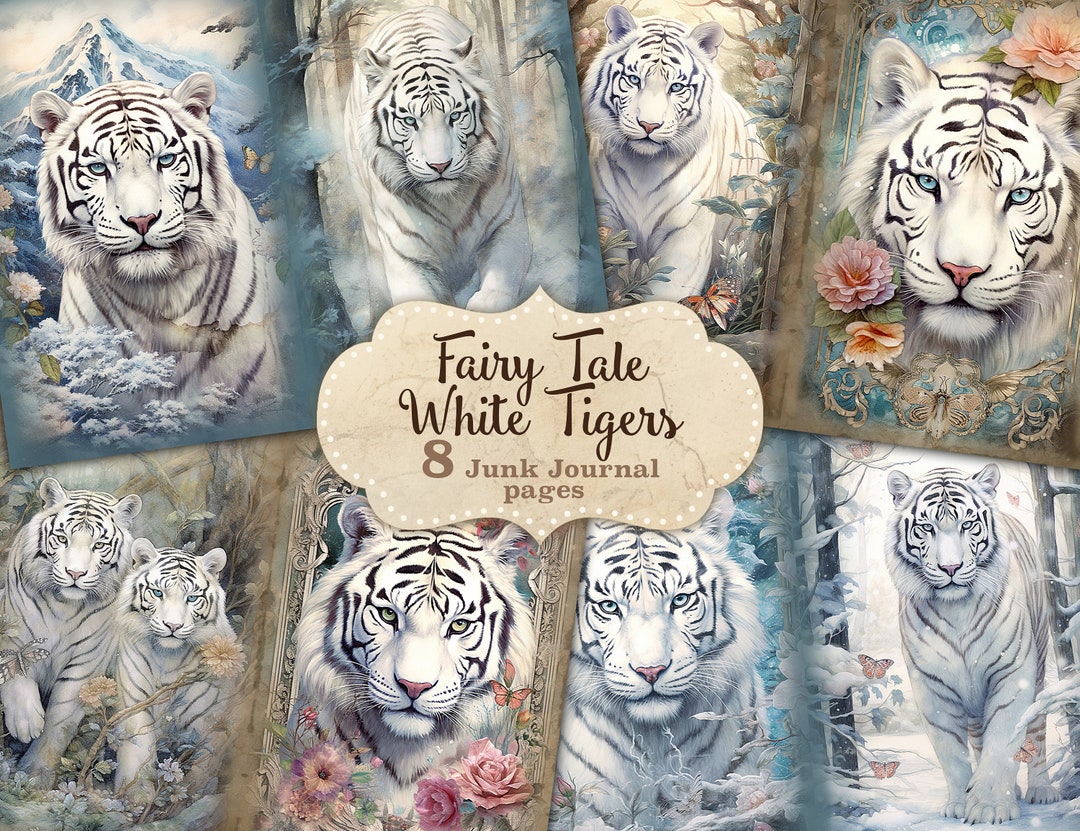 White Tiger Junk Journal, Fairytale Digital Art, Animal Junk Journal ...