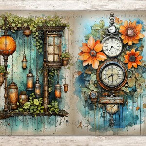 Alchemist Clocks Junk Journal Pages, Alchemist Shop Junk Journal, Retro ...