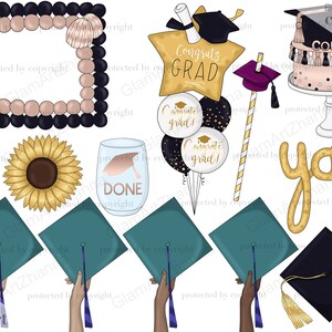 Graduation Clipart, Cap and Gown Clipart, School Graphics, Grad Party ...