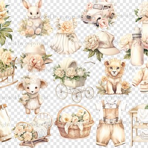 Watercolor Newborn Baby Clipart, Nursery Clipart, Baby Decor Clip Art ...