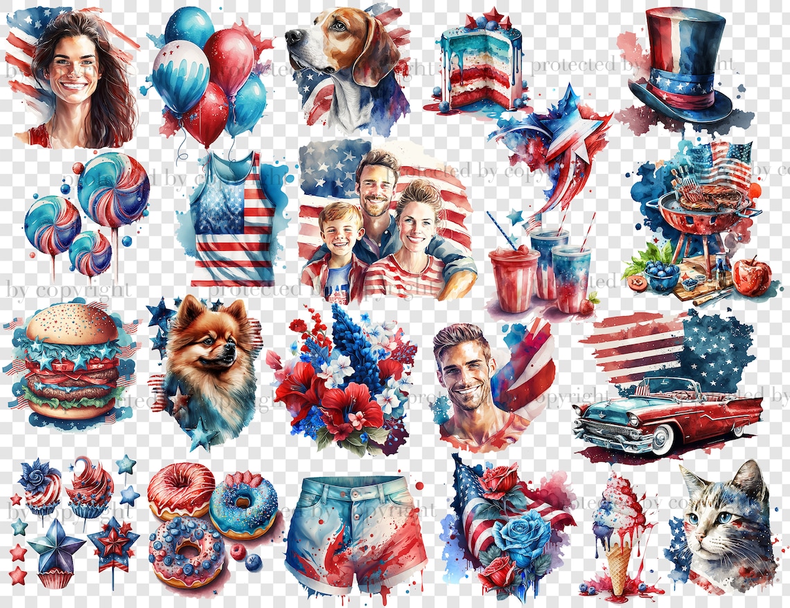 4th of July Clipart Bundle Patriotic Graphics 4th of July - Etsy
