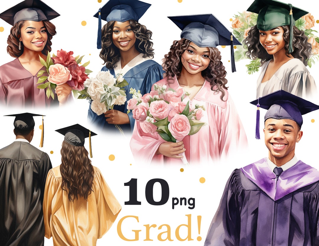 Graduation Clip Art, Graduation Black Girl Clipart, Graduation Black ...