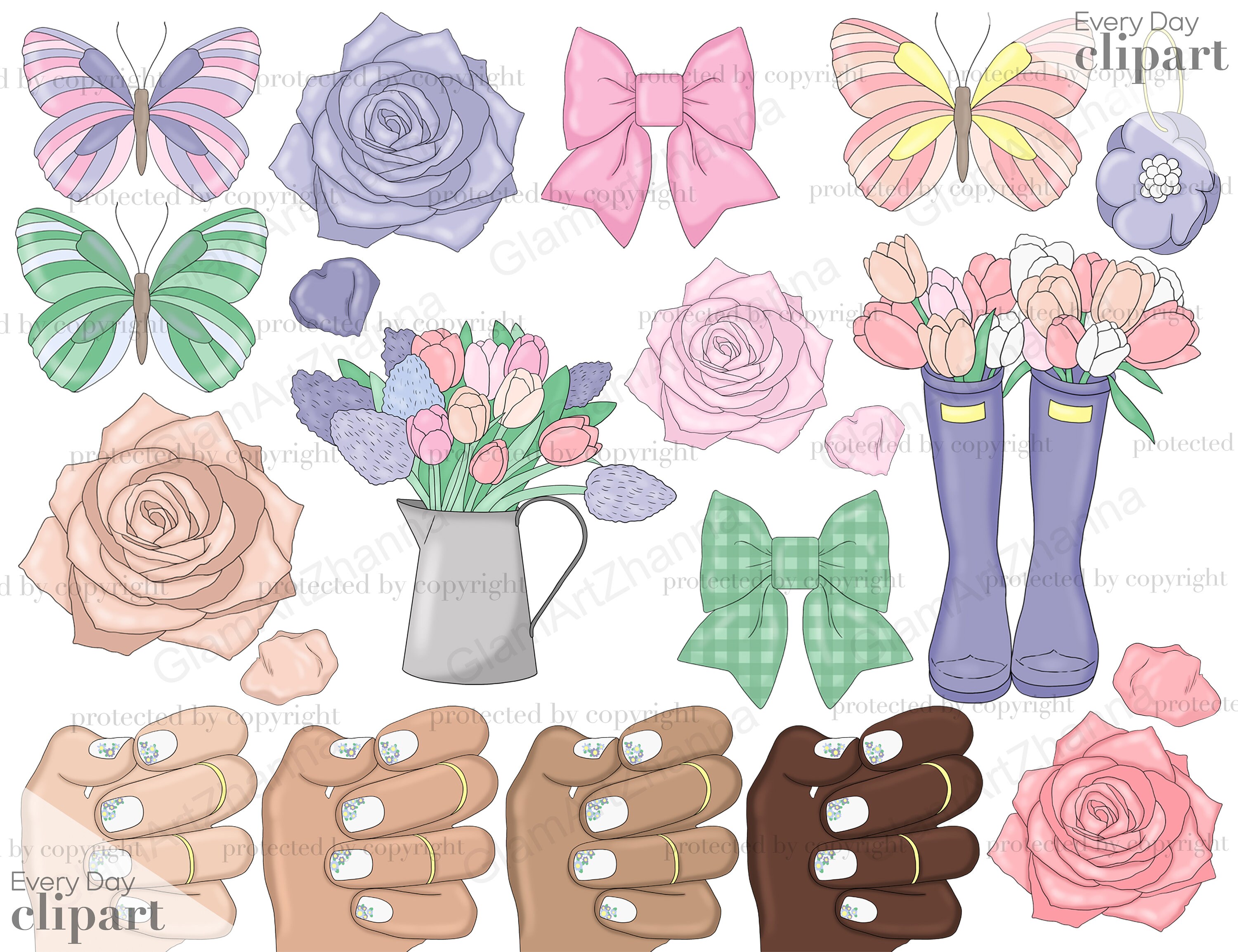 Spring Clipart Bundle Clipart PNG Designs Wildflower Spring - Etsy