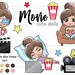 Movie Night Functional Girl Clipart, Cinema Girl Clipart, Kawaii Girl ...