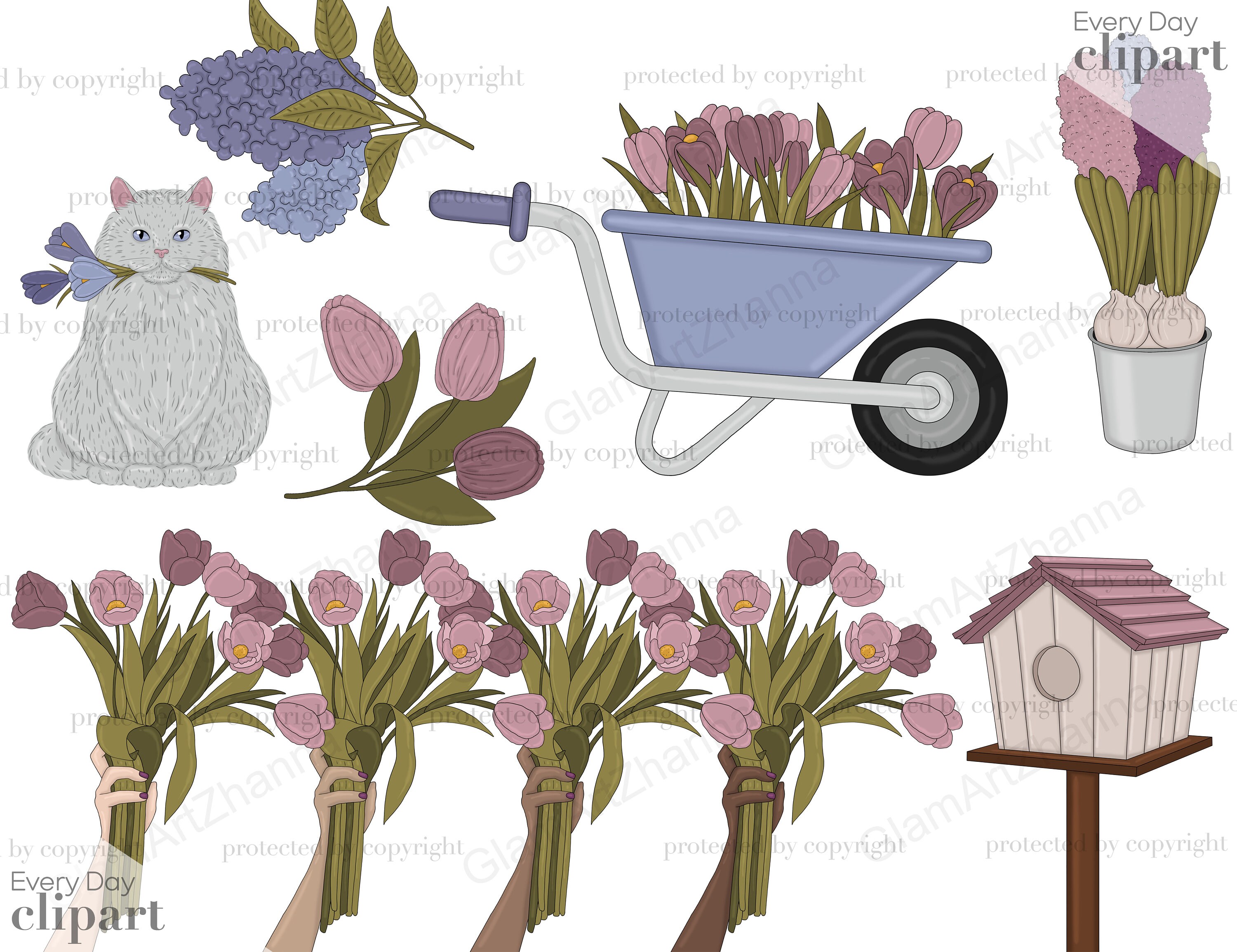 Spring Clipart Bundle Clipart PNG Designs Wildflower Spring - Etsy