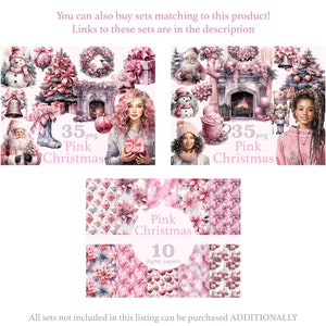 Pink Christmas Digital Paper, Pink Christmas Digital Pattern, Pink ...