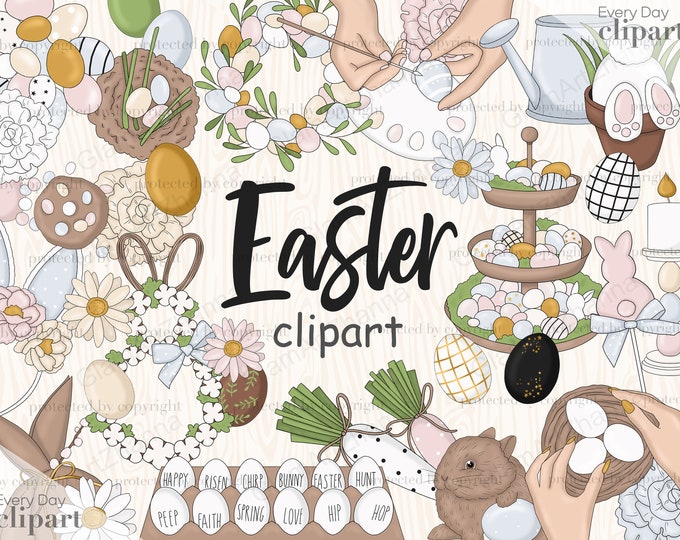 Easter Clipart, Easter Pastel Clipart, Easter Clip Art Kit, Spring Easter Bunny Clip Art Planner ...